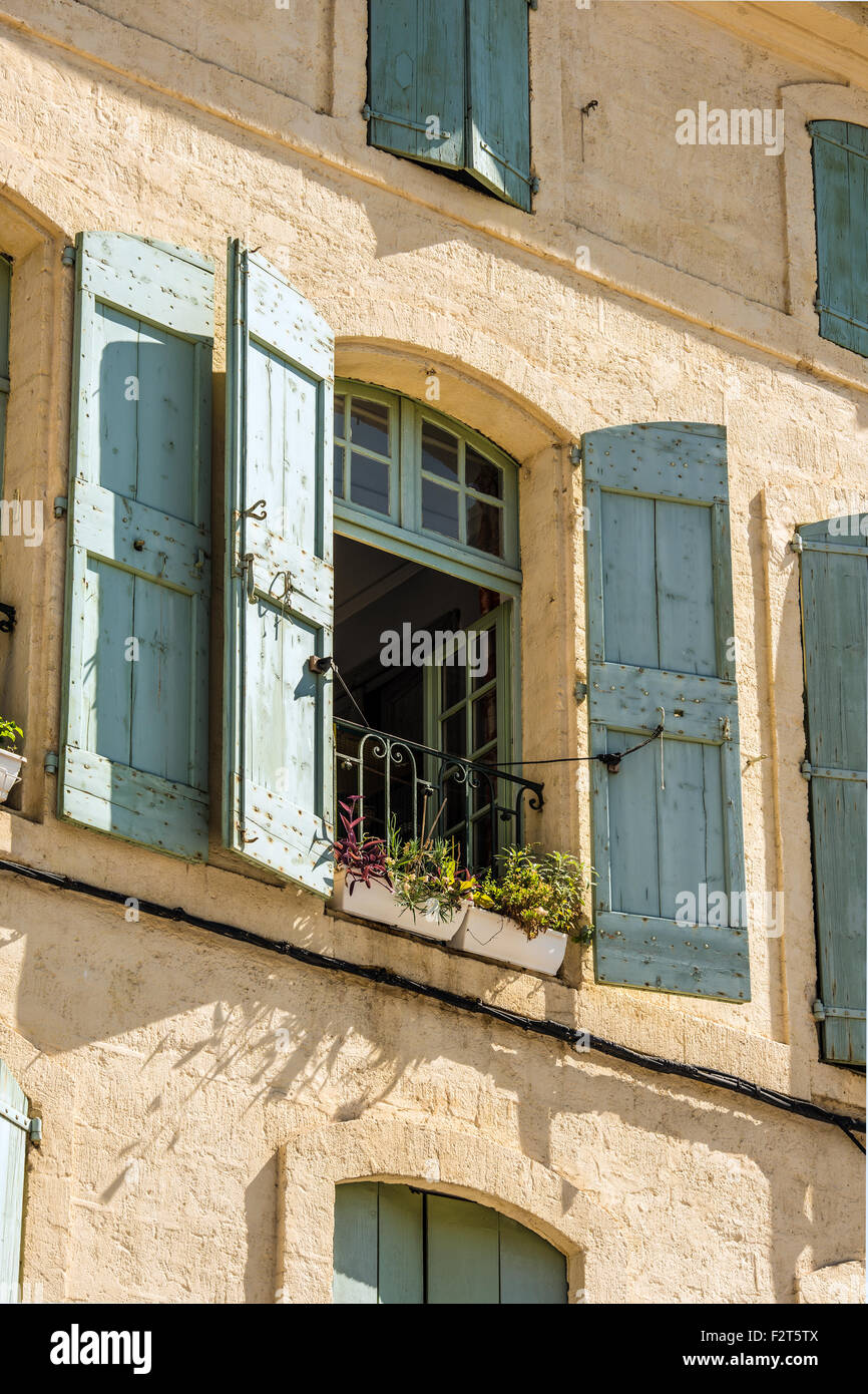 Blue green shutters hi-res stock photography and images - Alamy