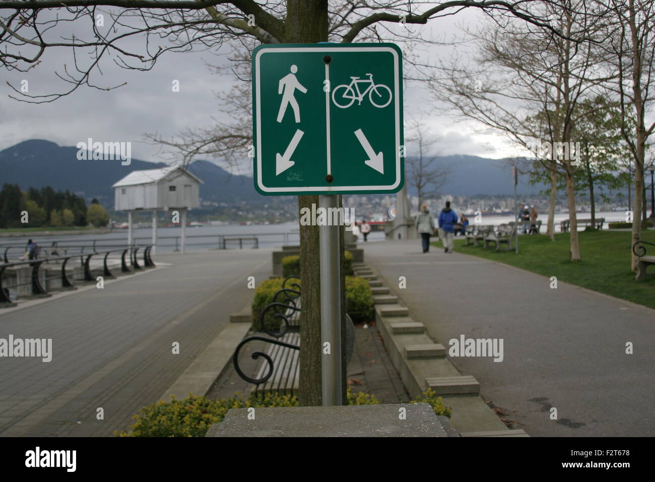 bicycle signage in Vancouver BC Canada Stock Photo - Alamy