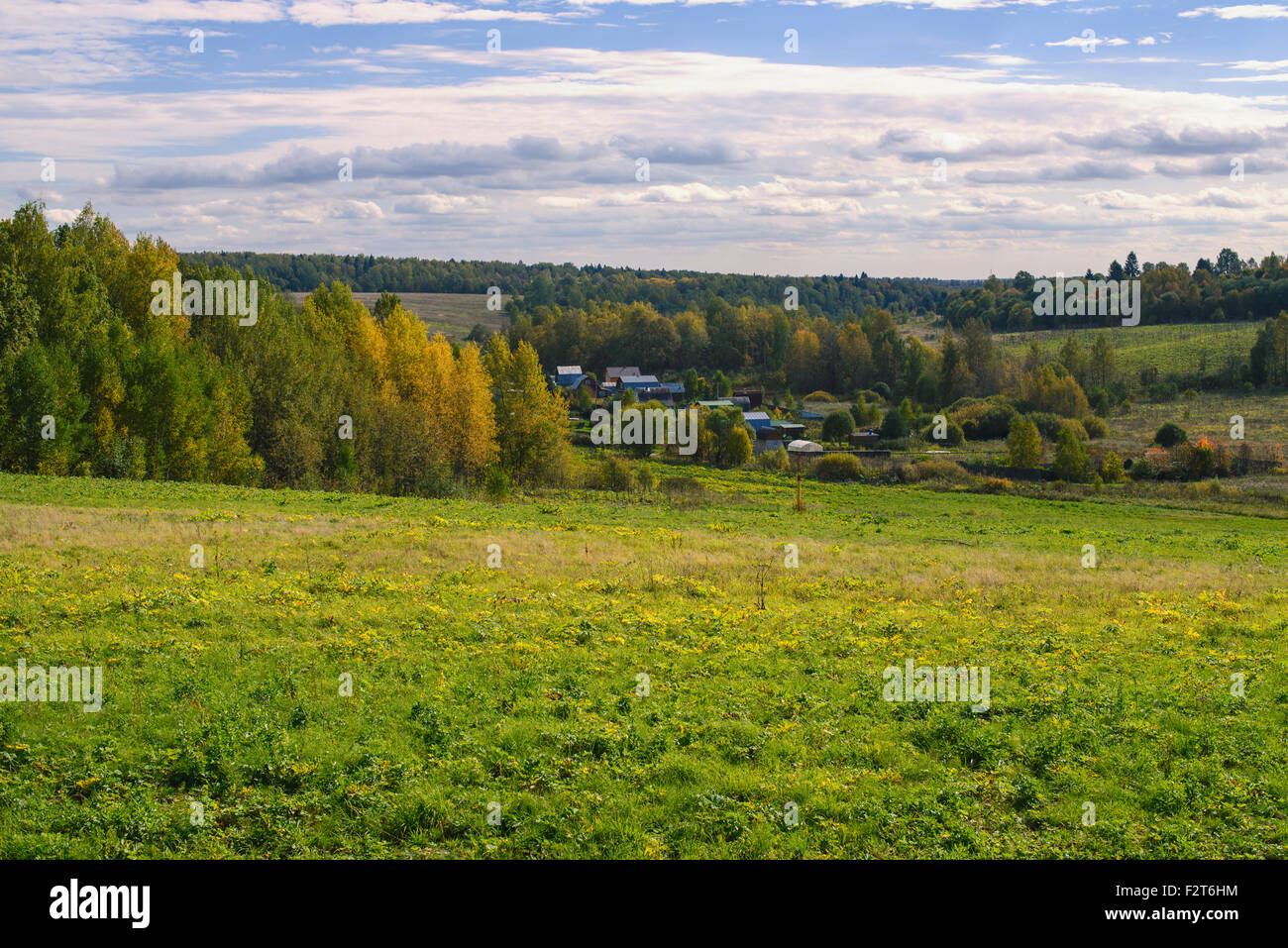Rural landscape with village Stock Photo - Alamy