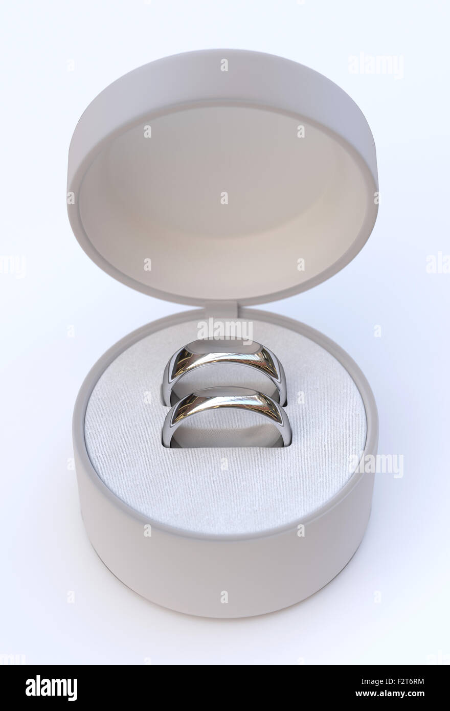Luxury Couple of gold wedding rings in box on white background Stock ...