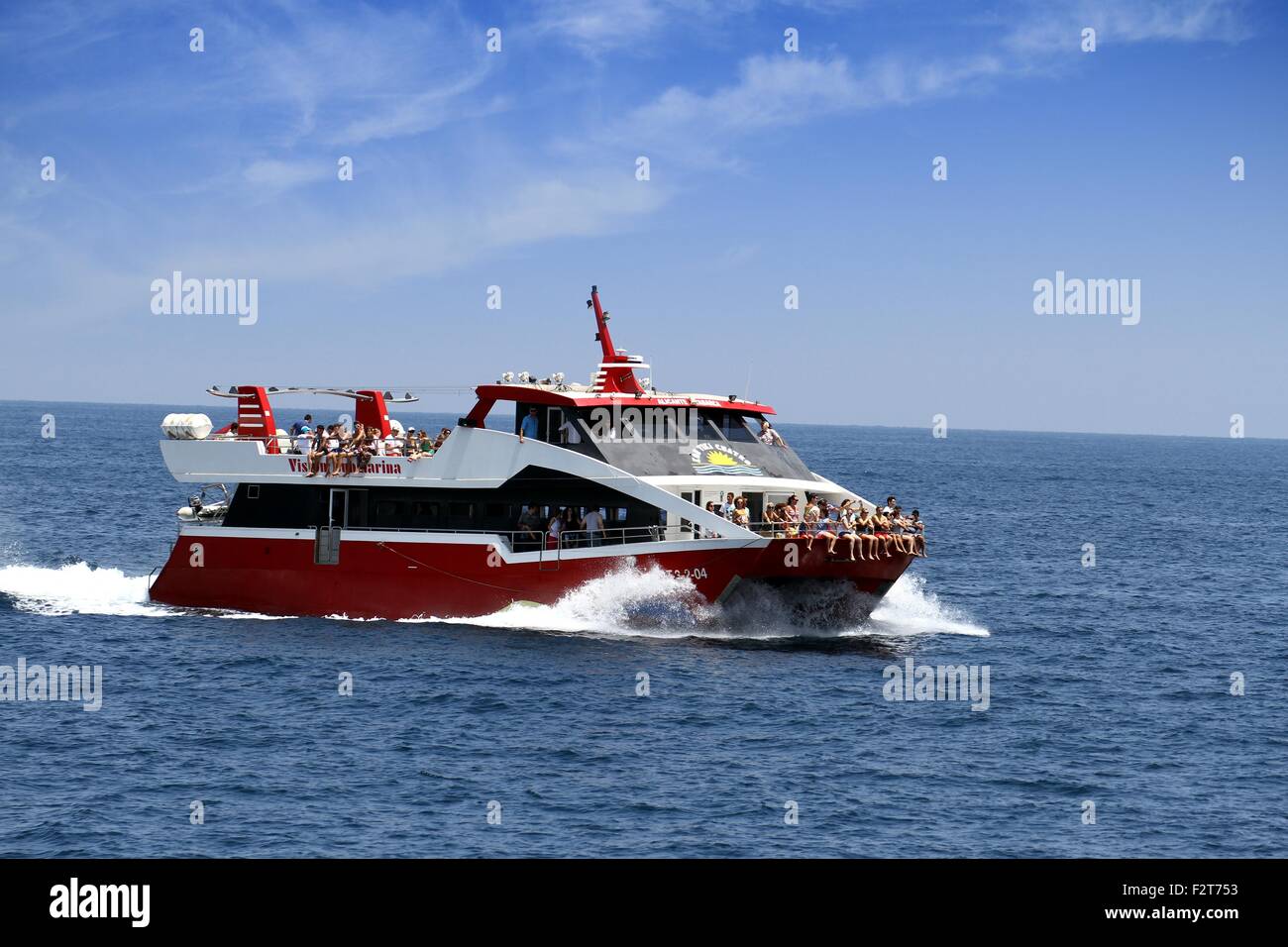 Touristic ferry boat sailing Stock Photo - Alamy