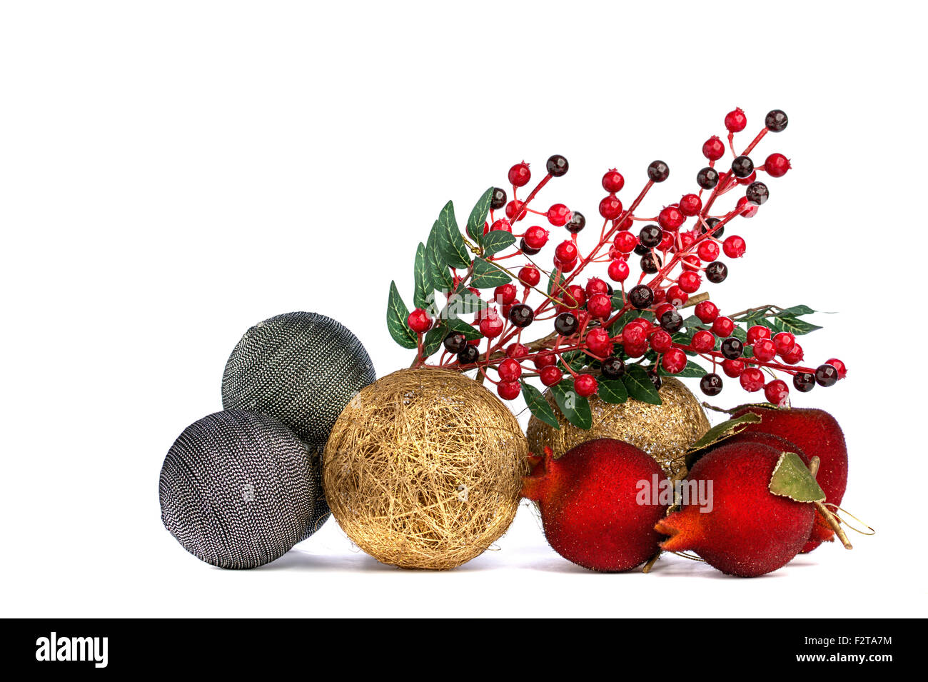 Christmas balls on black background Cut Out Stock Images & Pictures - Alamy