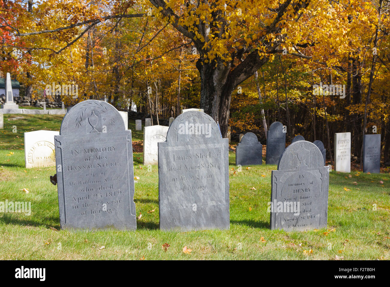 Row of headstones at Old Cemetery on Millen Pond Road in Washington ...