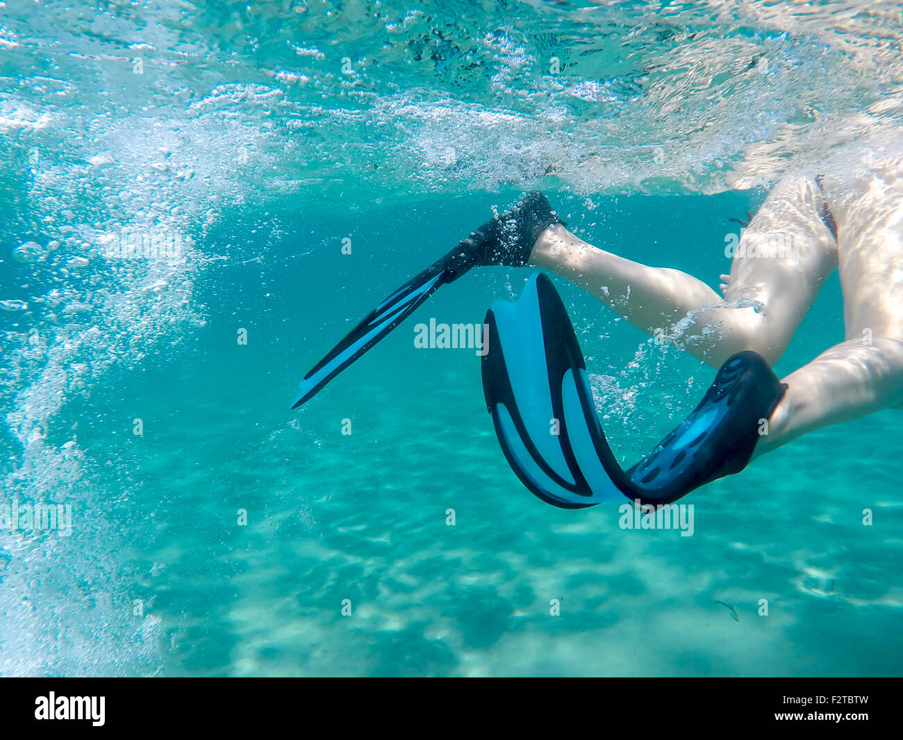 Flippers moving through water Stock Photo - Alamy