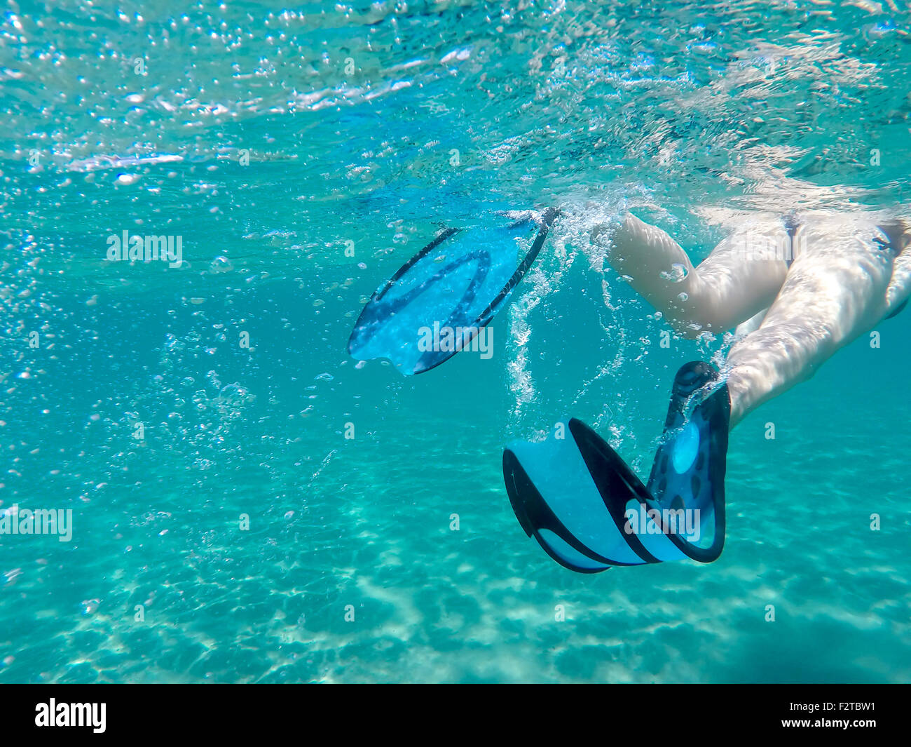 Flippers moving through water Stock Photo - Alamy