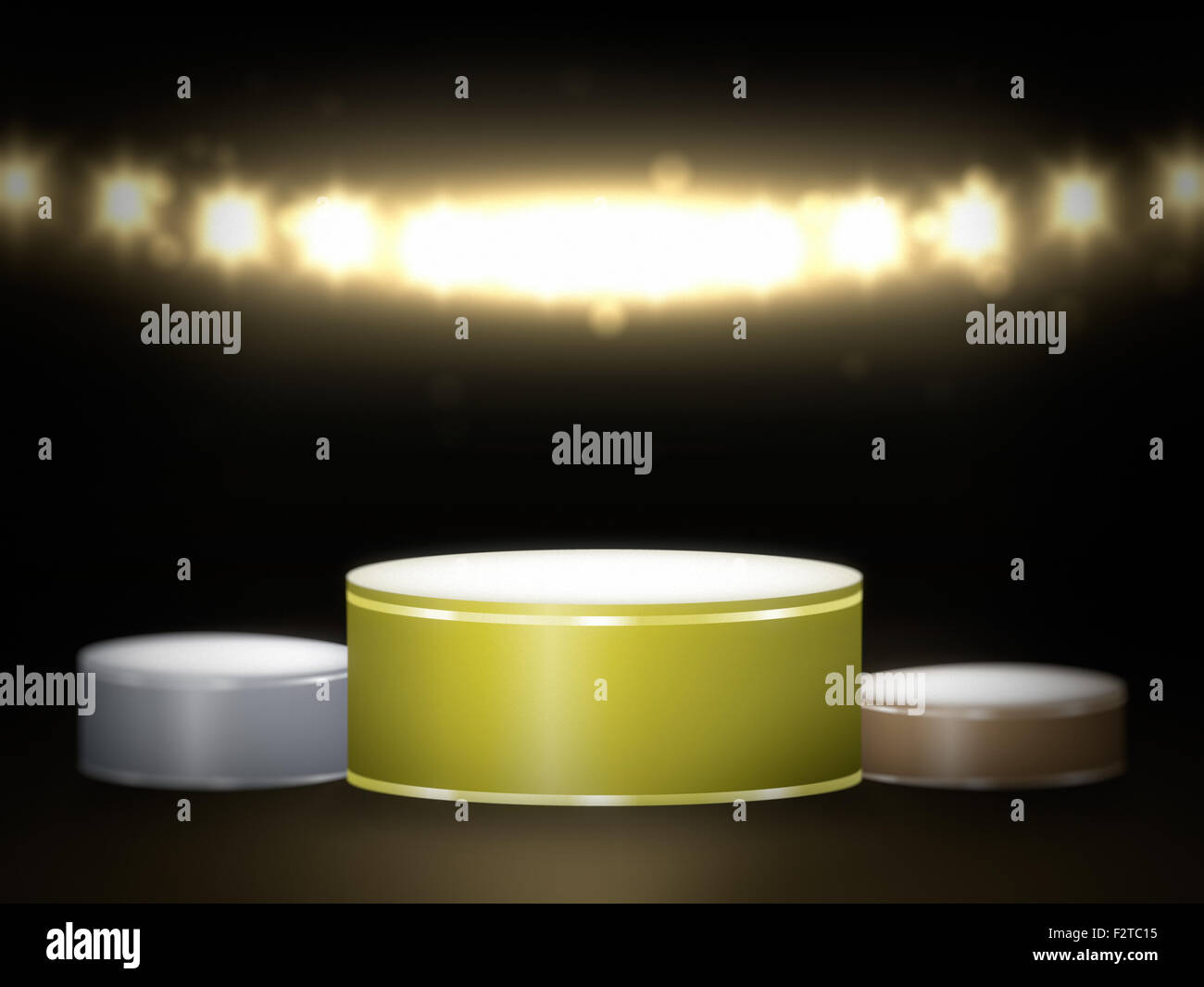 Three prize places winners podium in the lights of spotlights Stock ...