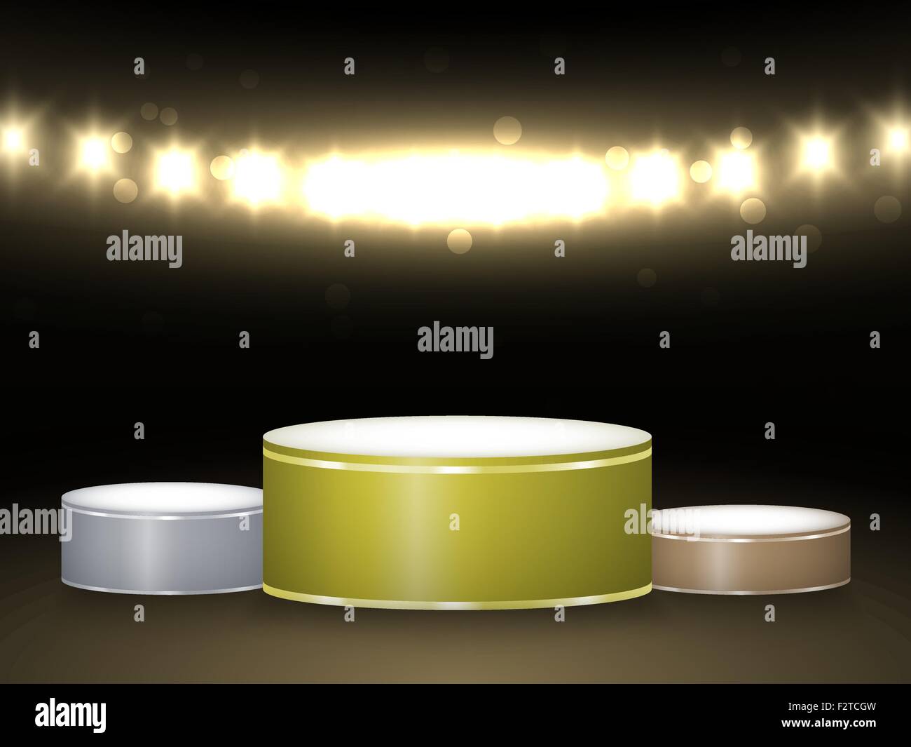 Three prize places winners podium in the lights of spotlights. Vector ...