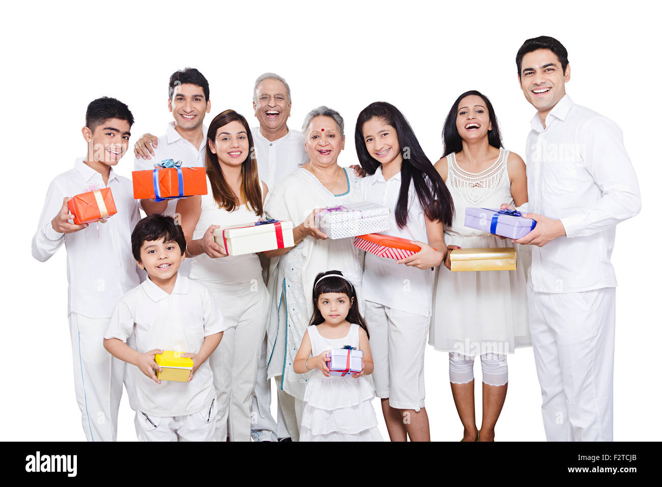 Indian joint family group happy hi-res stock photography and images - Alamy