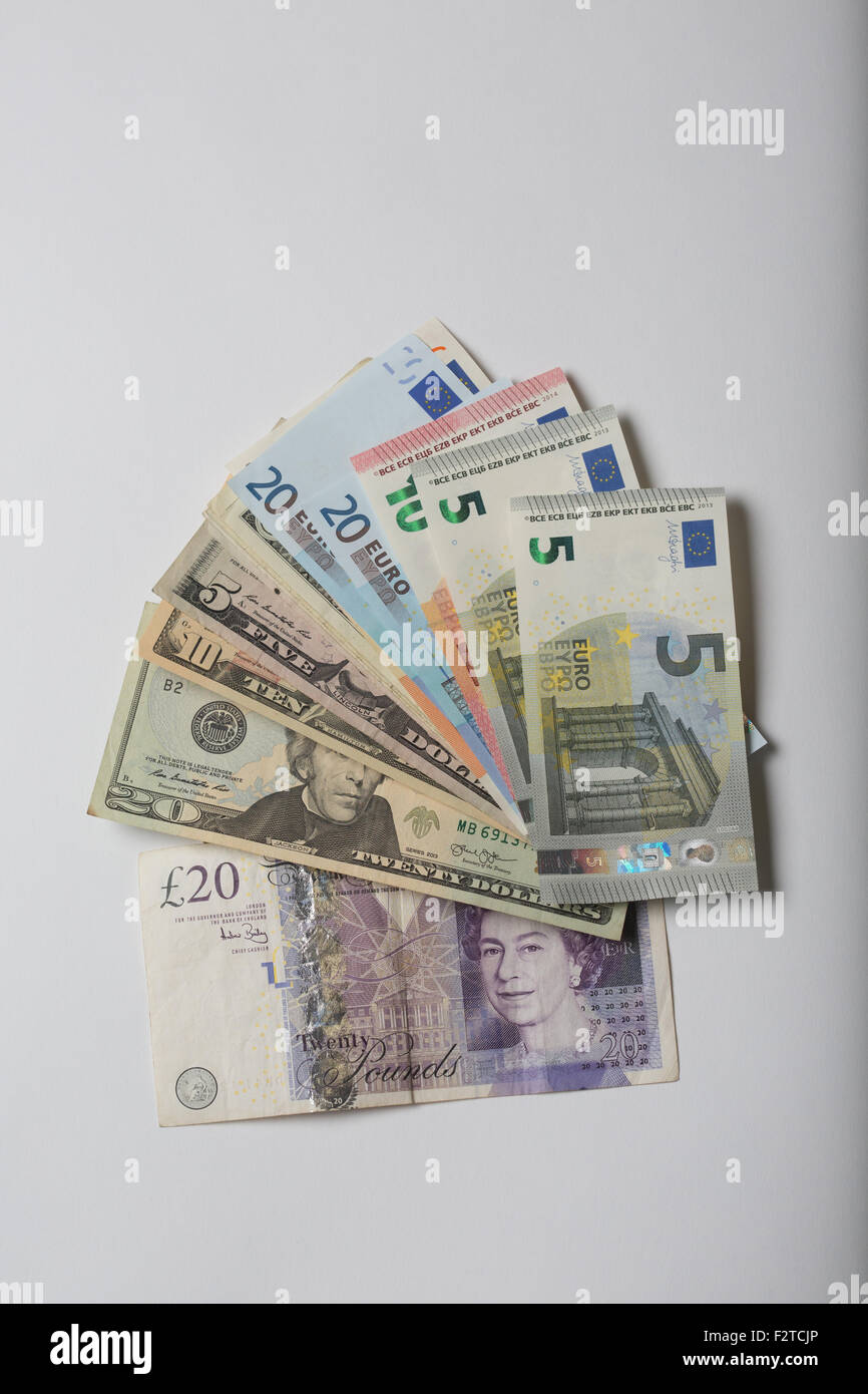 bank notes on a white background Stock Photo - Alamy
