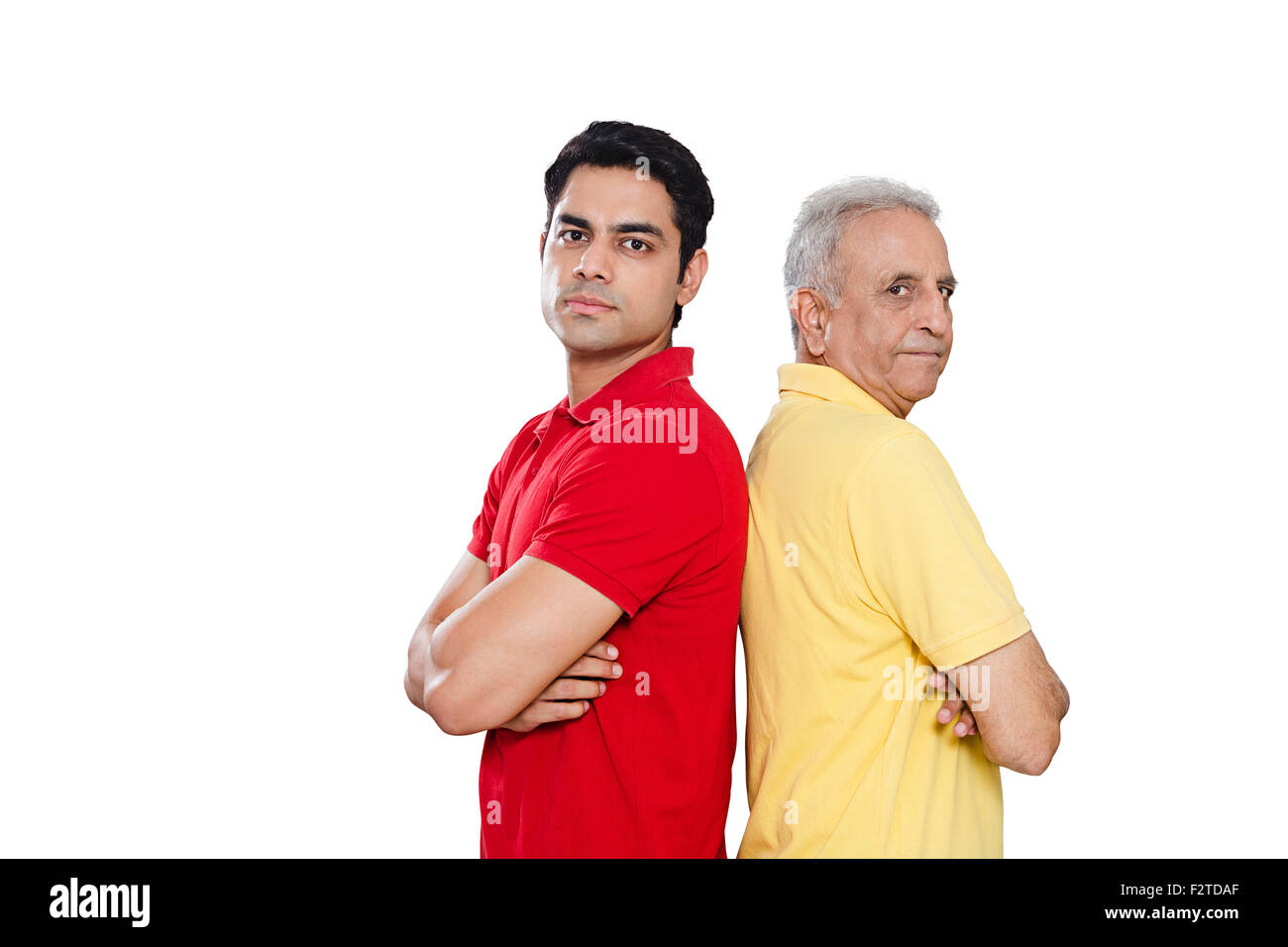 2 indian Father and son Back To Back standing pose Stock Photo - Alamy