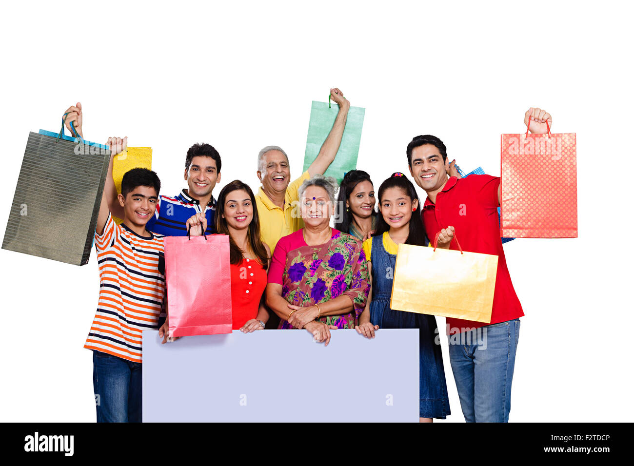 indian group Joint Family Message Board showing and shopping bag Stock ...