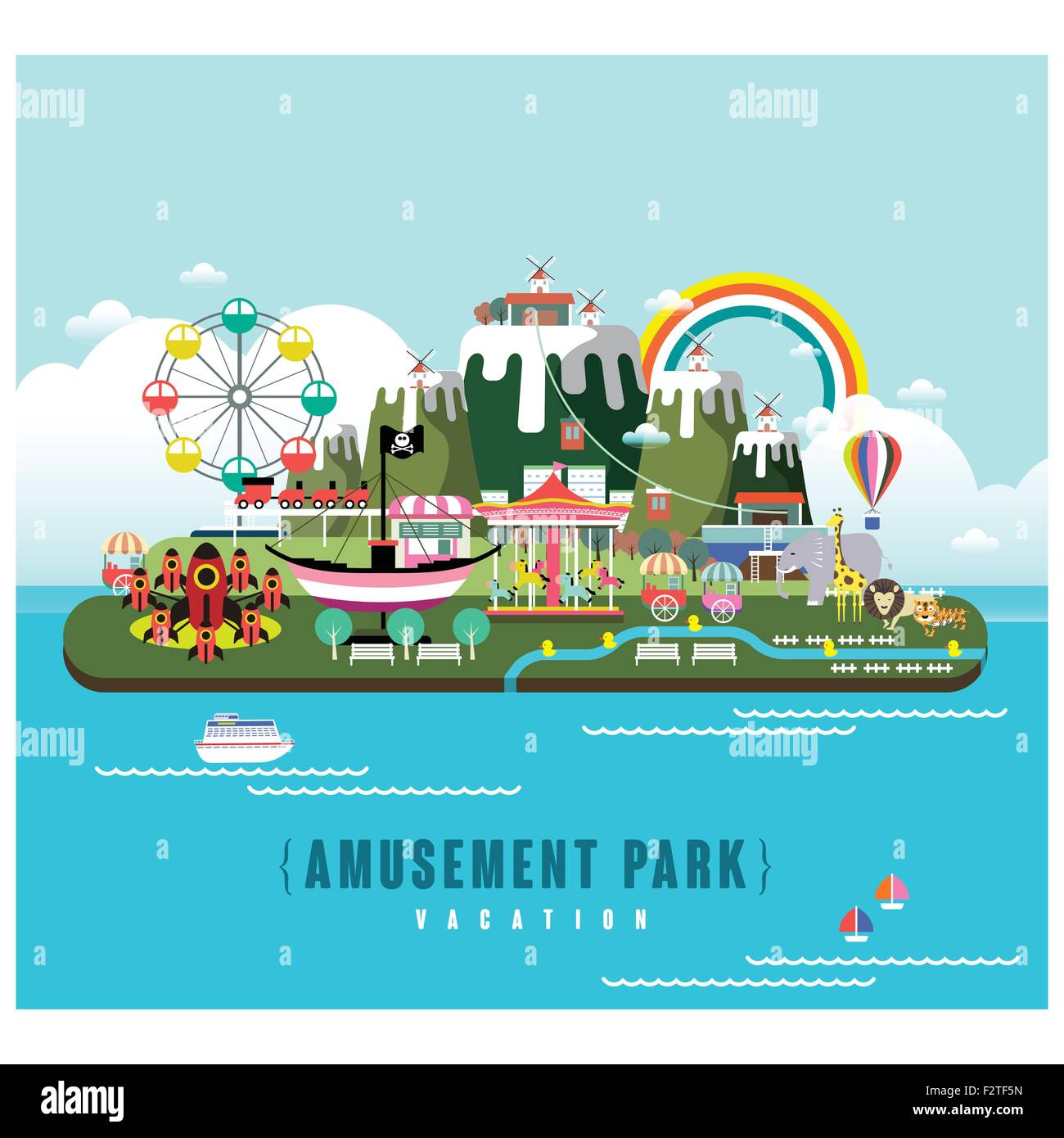 Fairground attractions amusement park Stock Vector Images - Alamy