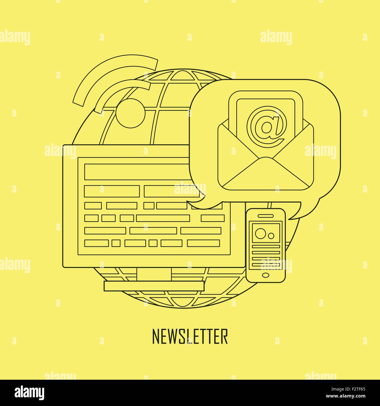 newsletter concept in flat thin line style Stock Vector Image & Art - Alamy