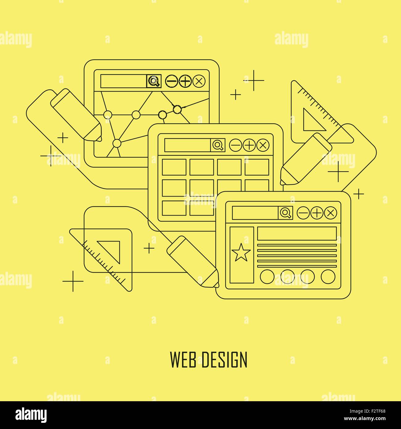 web design concept in flat thin line style Stock Vector Image & Art - Alamy
