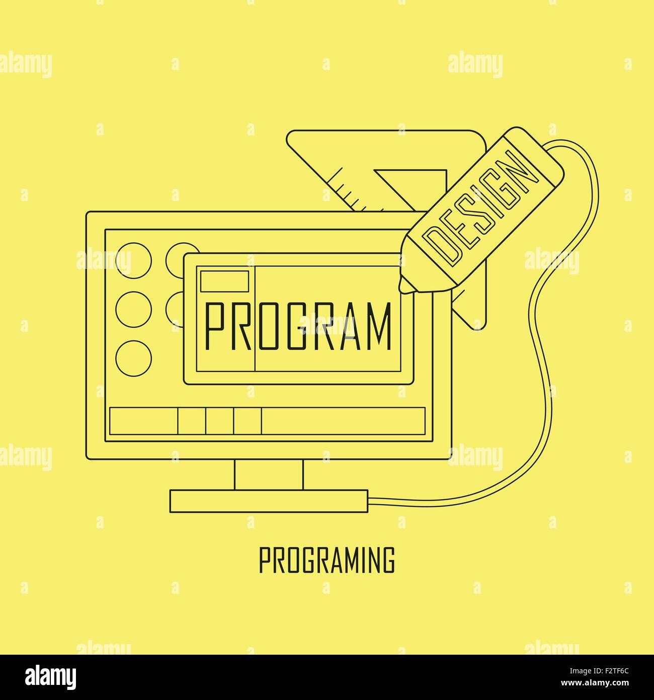 Programmer Workflow For Web Coding In Thin Line Style Stock Vector Image And Art Alamy