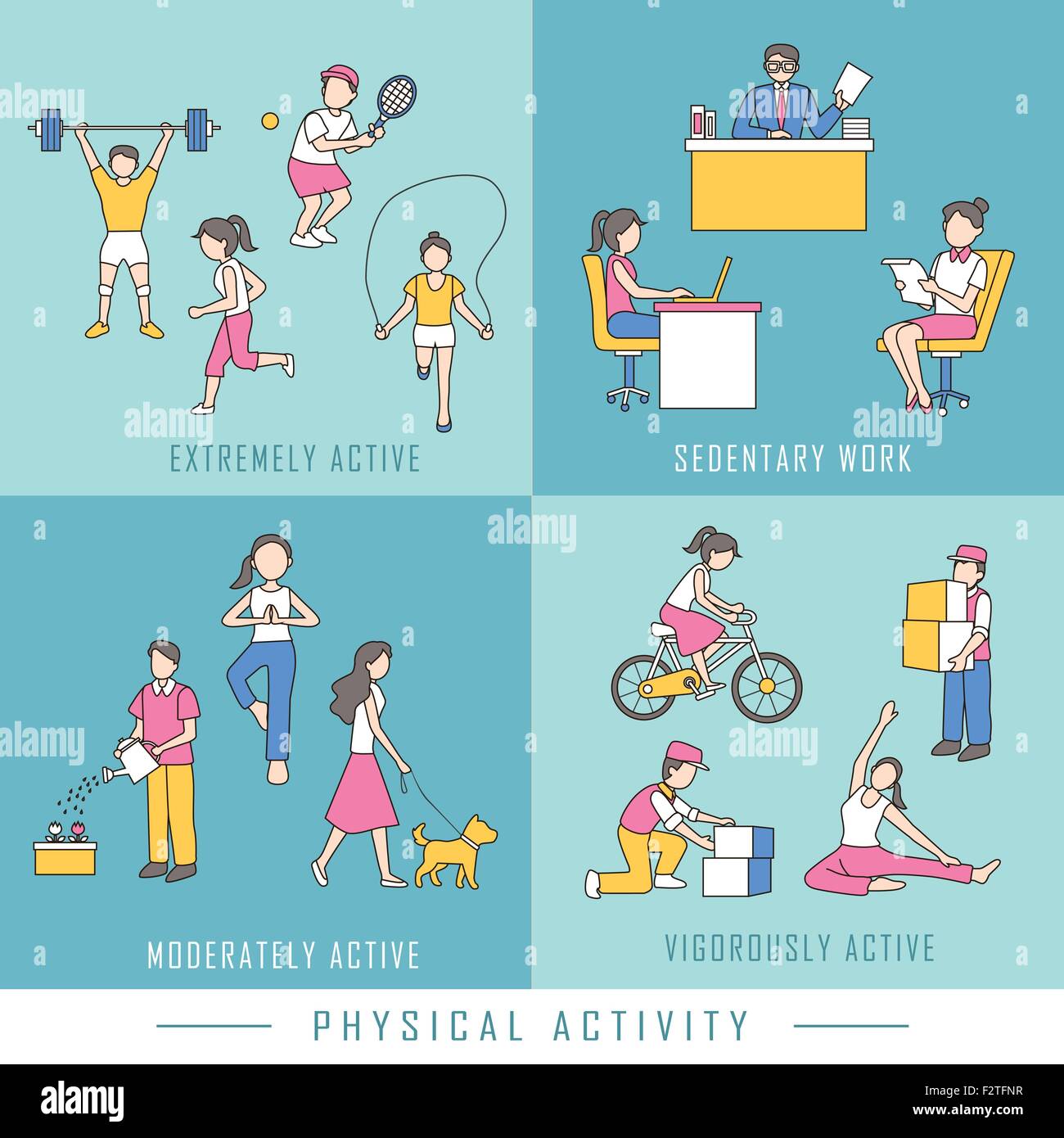 physical activity concept in flat design style Stock Vector Image & Art ...