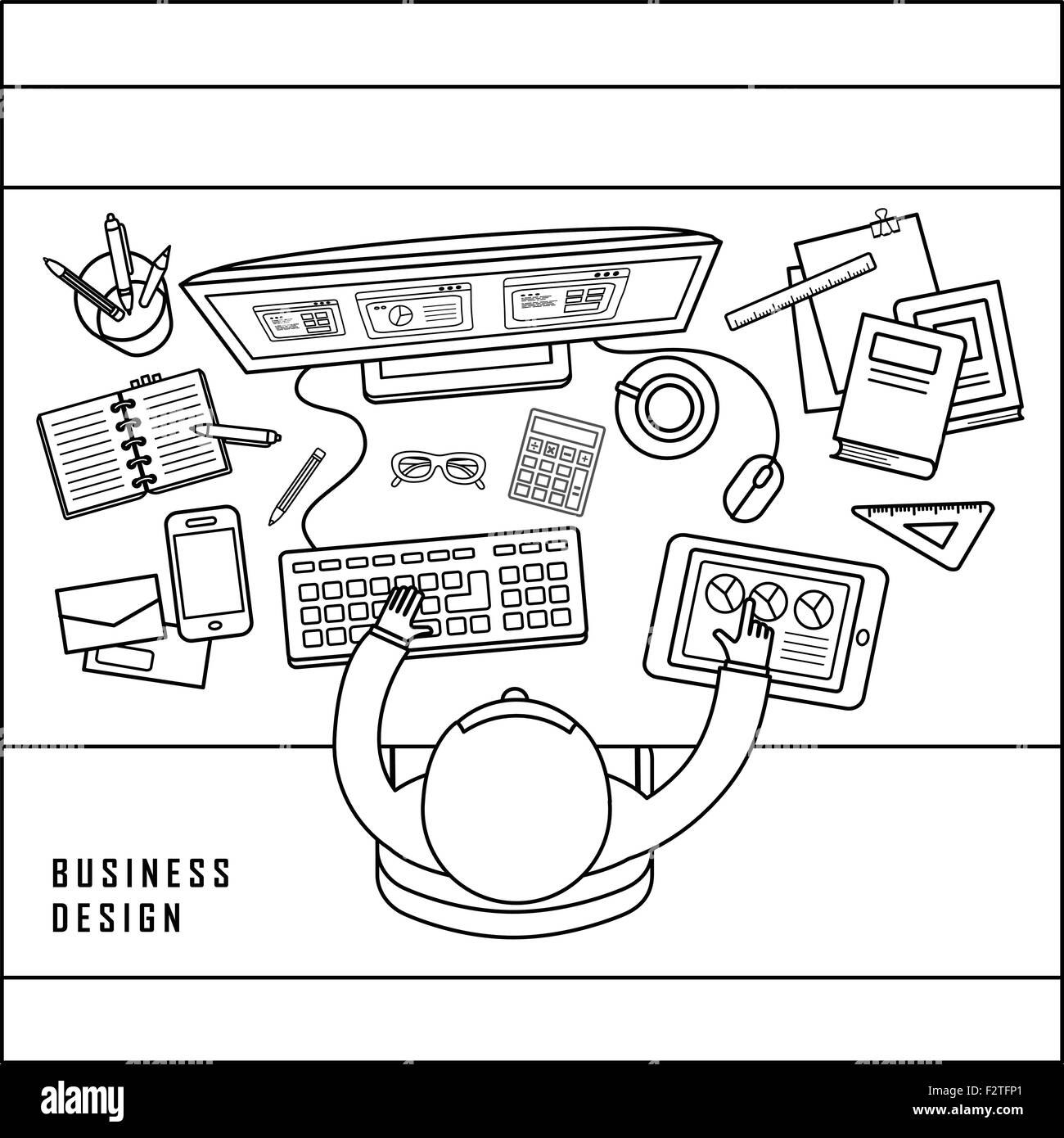top view of business design concept in line style Stock Vector Image ...