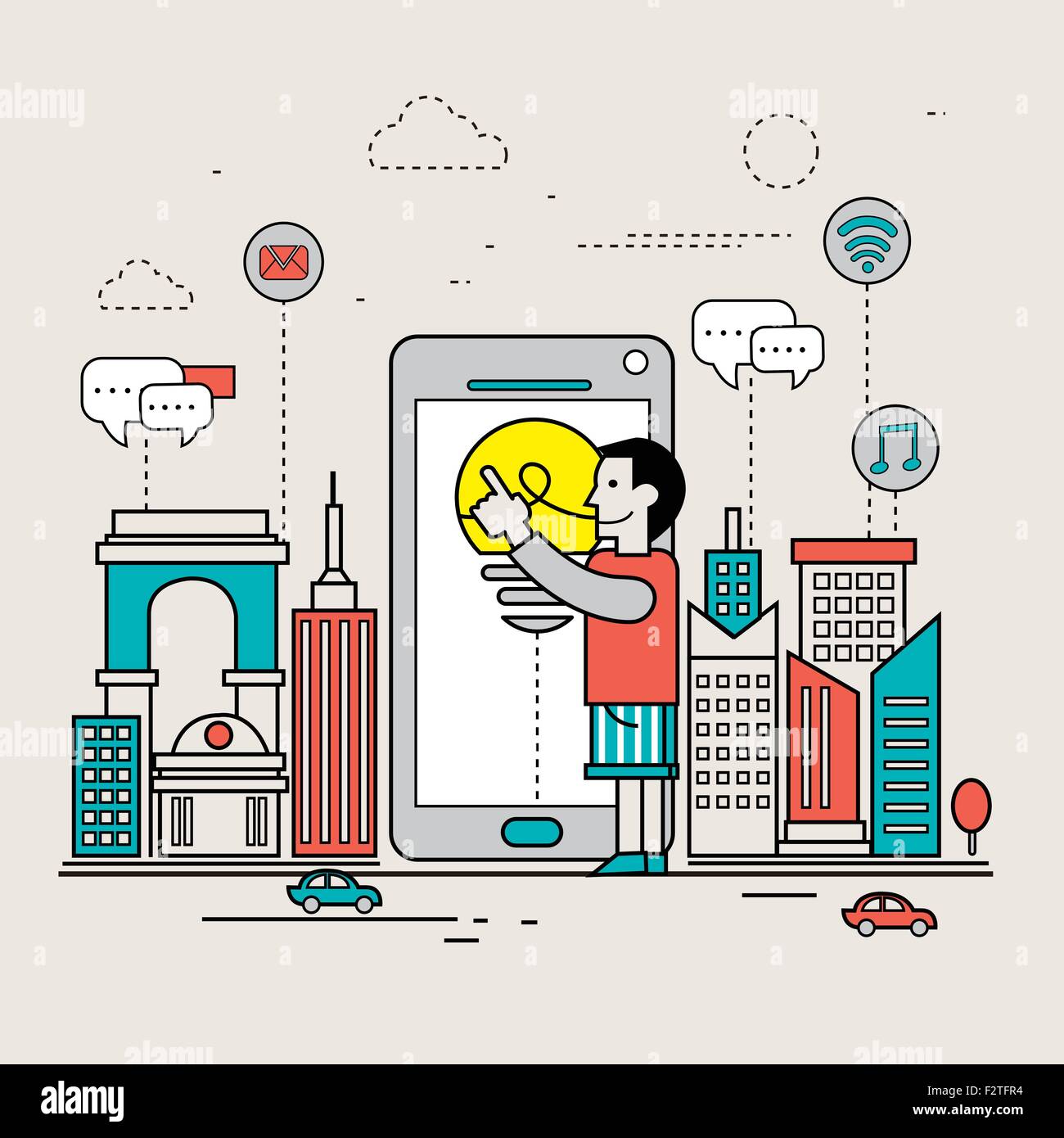 modern mobile life in flat design style Stock Vector Image & Art - Alamy
