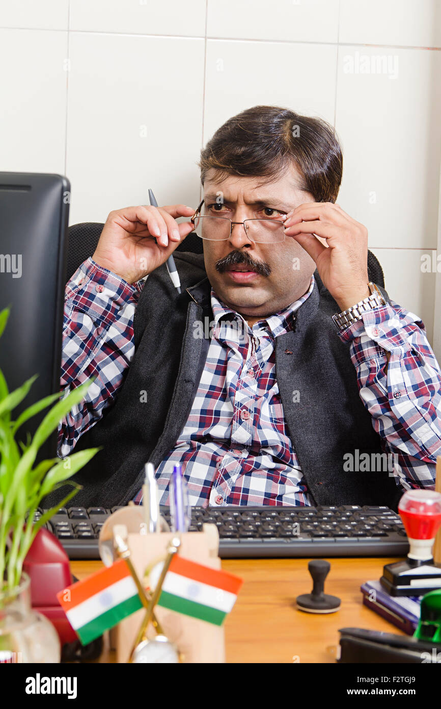 1 indian Man Government Employee office Computer working Stock Photo ...
