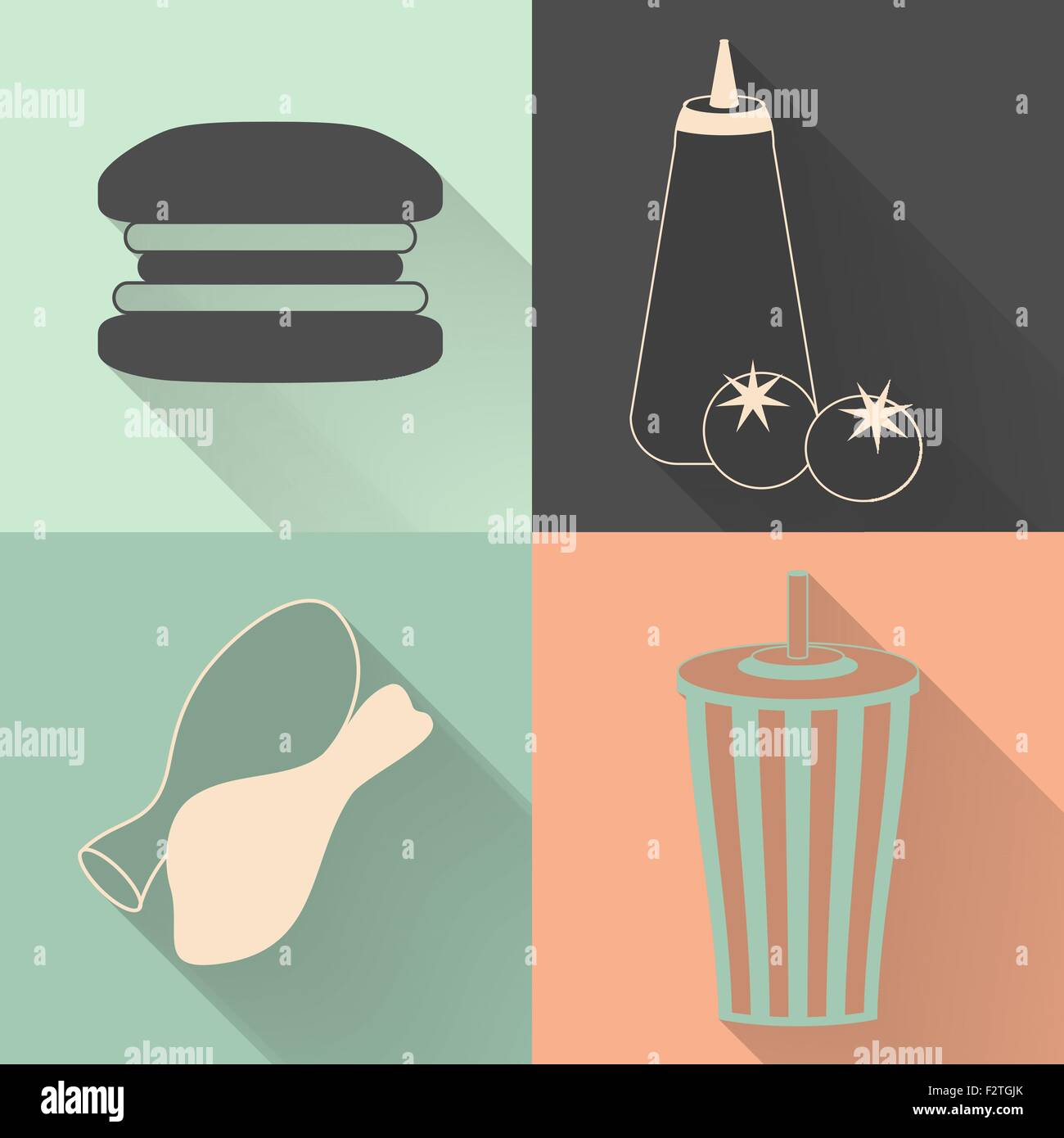 Set of four colored fast food icons Stock Vector Image & Art - Alamy