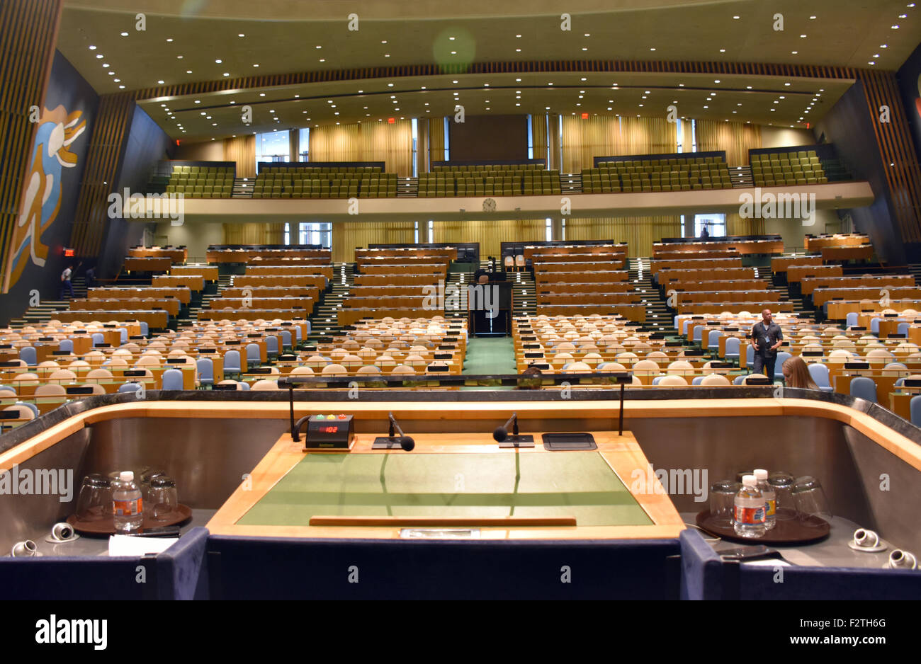 The meeting room inside United Nations headquarters as seen on 4 ...