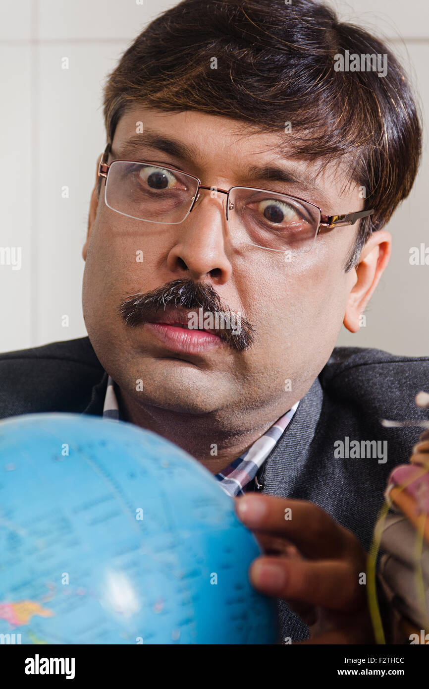 1 indian Man Government Employee office World Globe Watching Stock ...