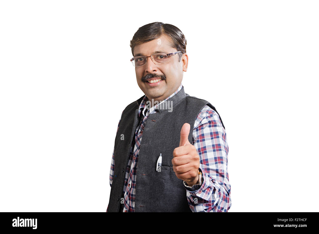 1 indian Man Government Employee Thumbs Up showing Stock Photo - Alamy