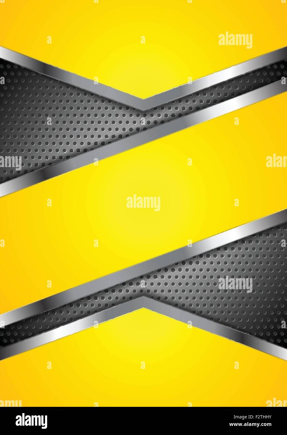 Abstract yellow perforated background with metallic design. Vector ...