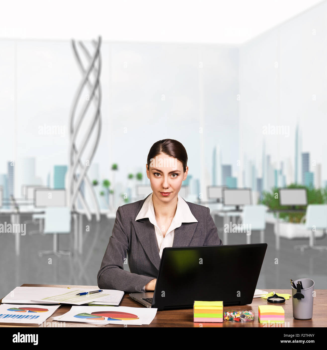 Business woman working Stock Photo - Alamy