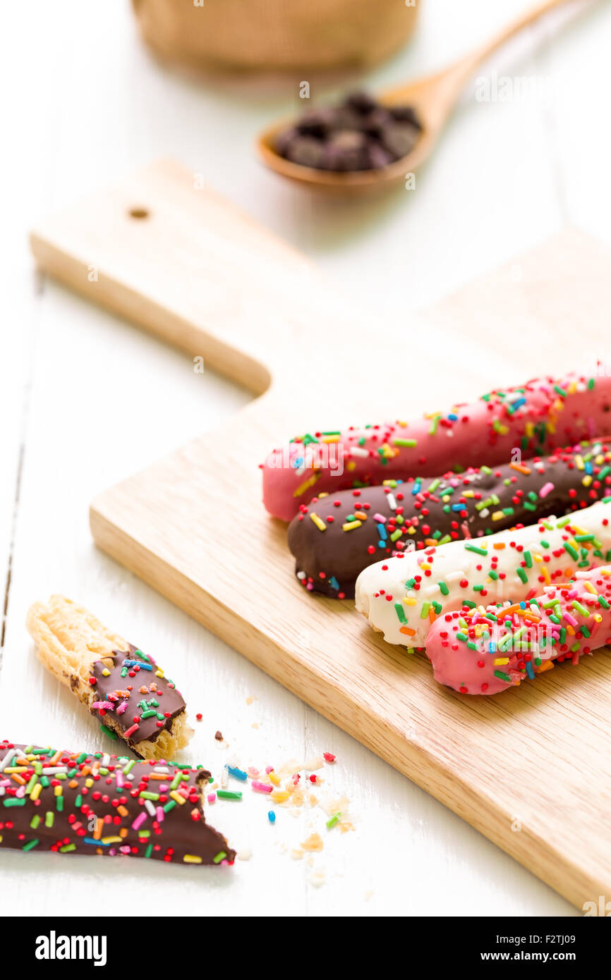Colorful bread sticks for coffee break or tea break Stock Photo - Alamy