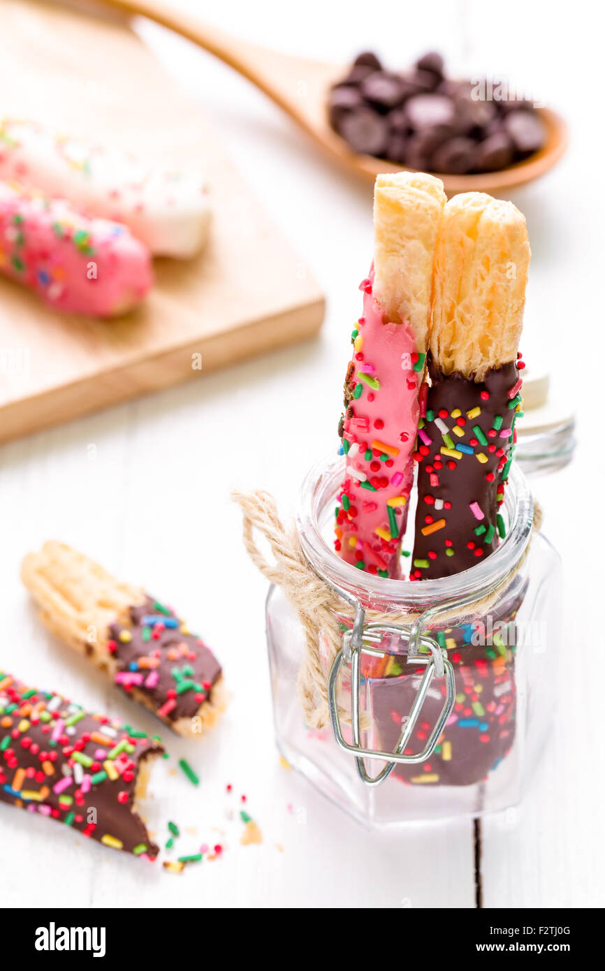 Colorful bread sticks for coffee break or tea break Stock Photo - Alamy