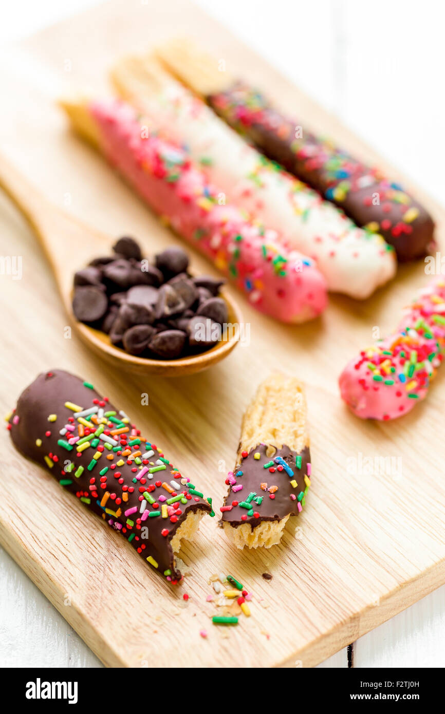 Colorful bread sticks for coffee break or tea break Stock Photo - Alamy