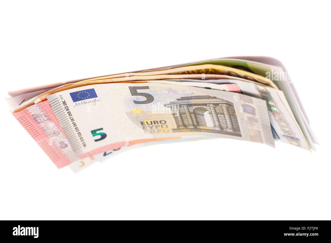 euro banknotes isolated on white background Stock Photo - Alamy