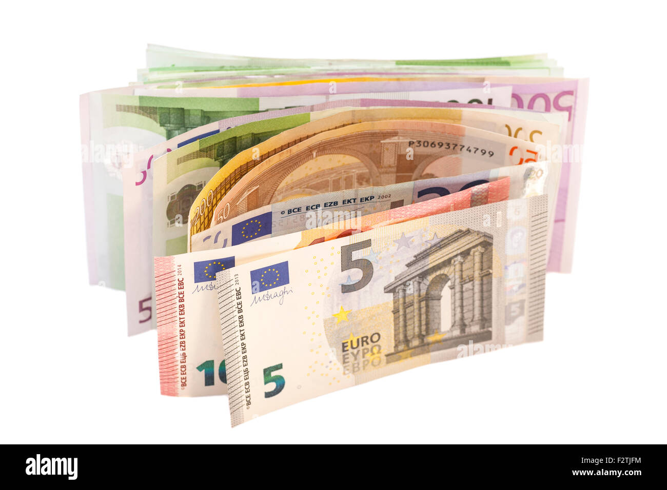 euro banknotes isolated on white background Stock Photo - Alamy
