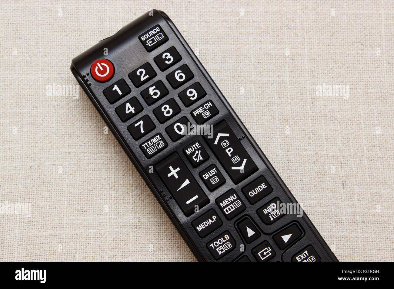 Buttons on infrared remote control for television Stock Photo - Alamy