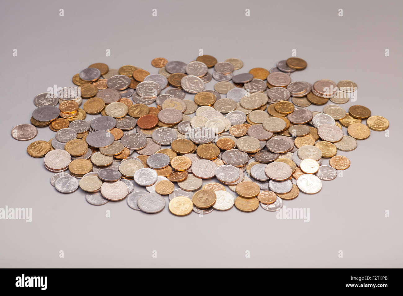 Piles dollar bills coins hi-res stock photography and images - Alamy