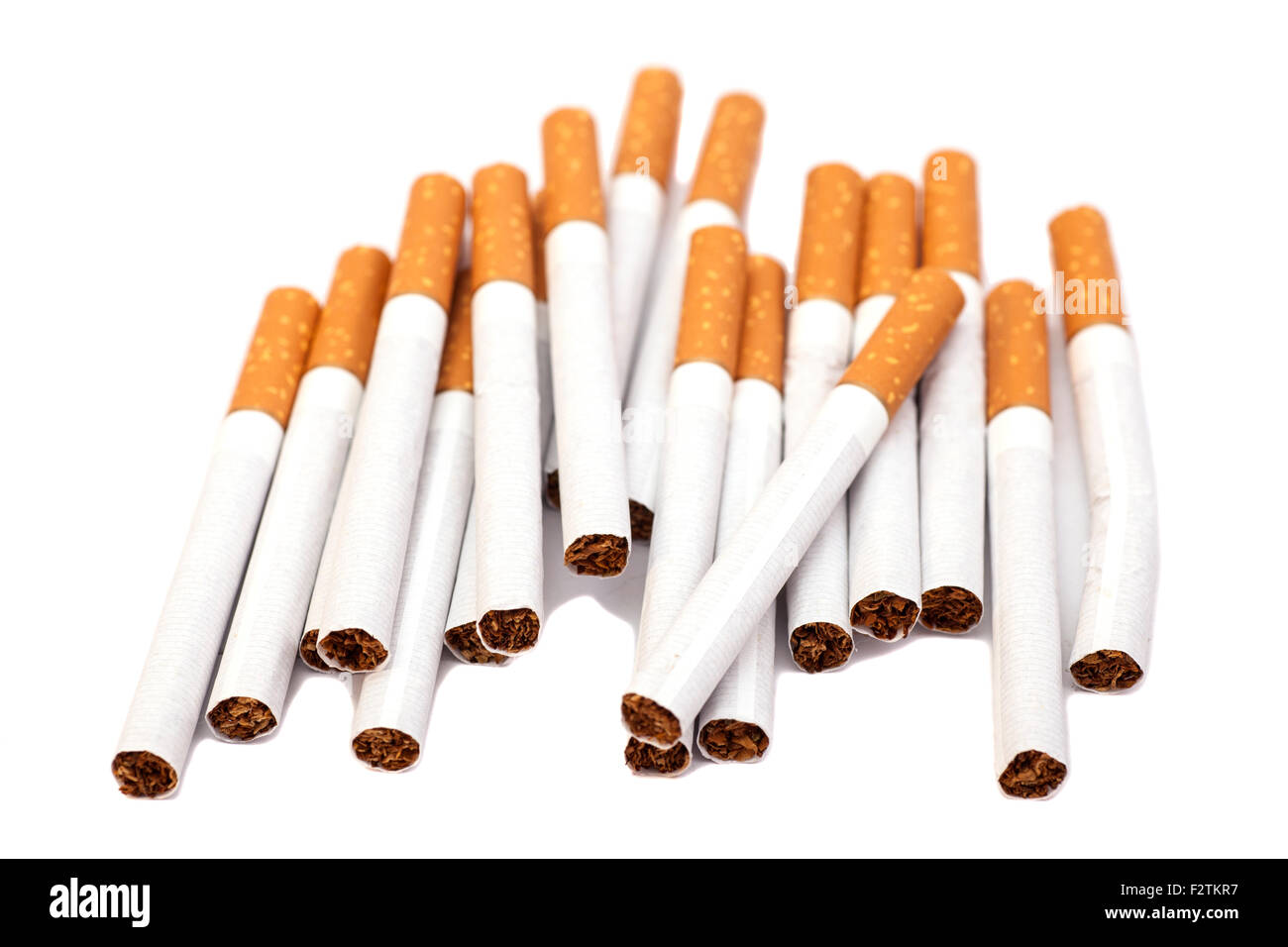 Cigarettes with brown filter isolated on white background Stock Photo ...