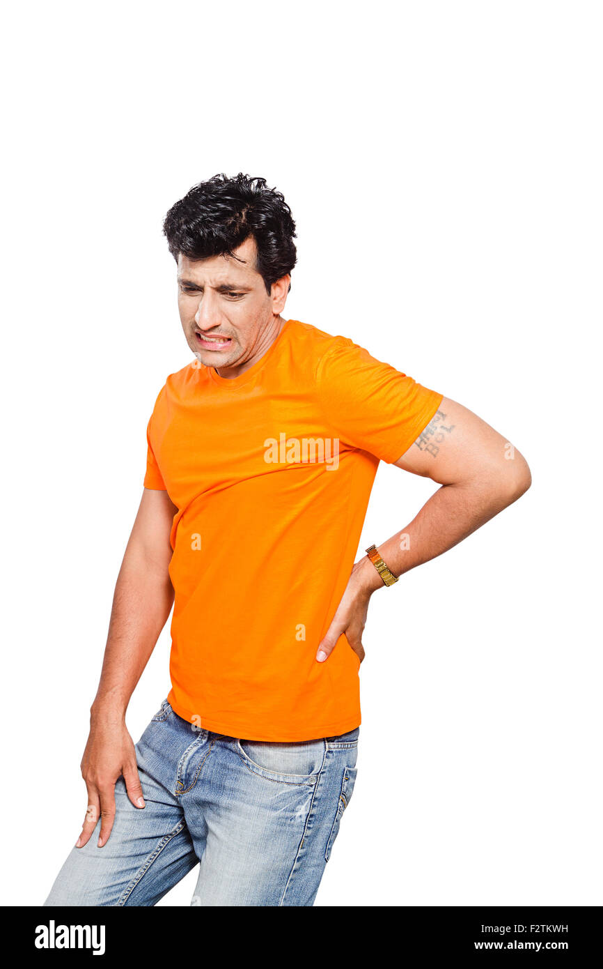 1 indian Adult man Backache Pain Stock Photo - Alamy