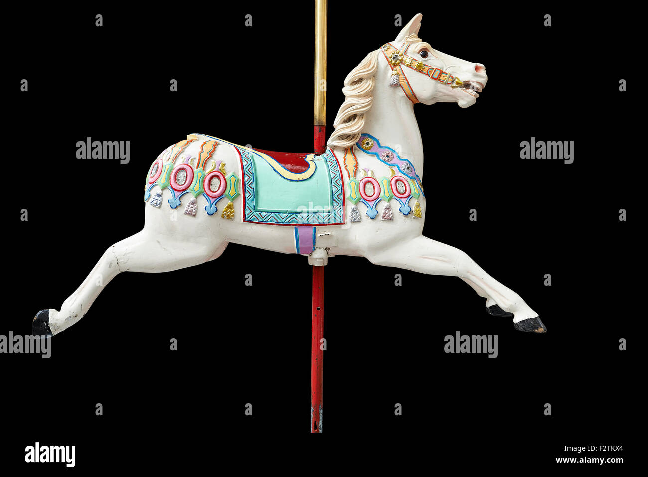 A classic carousel horse on black. Clipping path included Stock Photo ...
