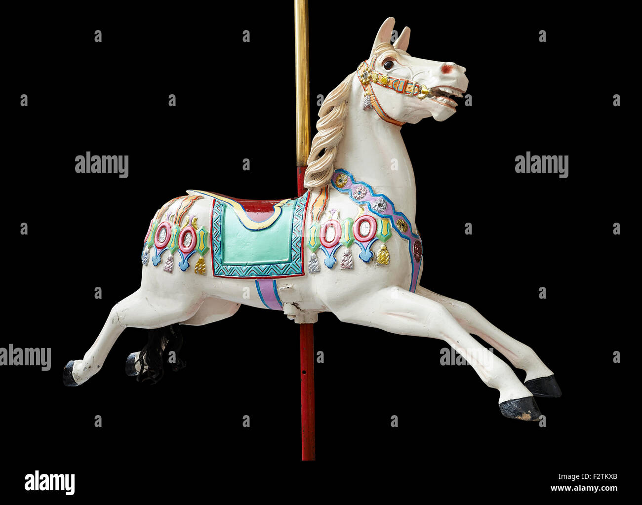 A classic carousel horse on black. Clipping path included Stock Photo ...