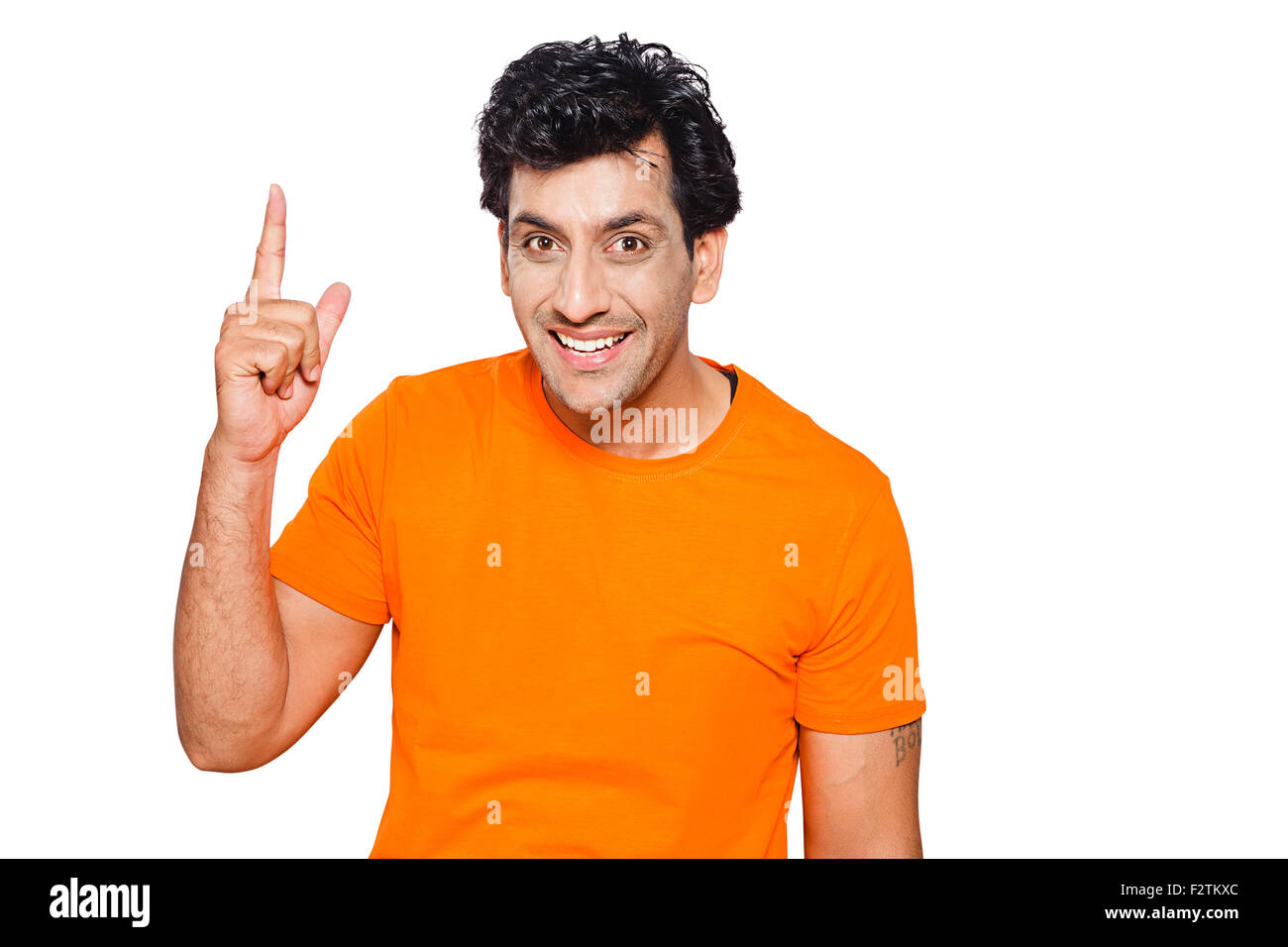 1 indian Adult man finger pointing showing Stock Photo - Alamy