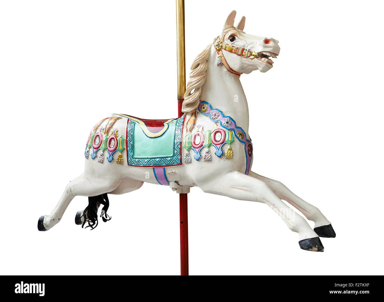 A classic carousel horse on white. Clipping path included Stock Photo ...
