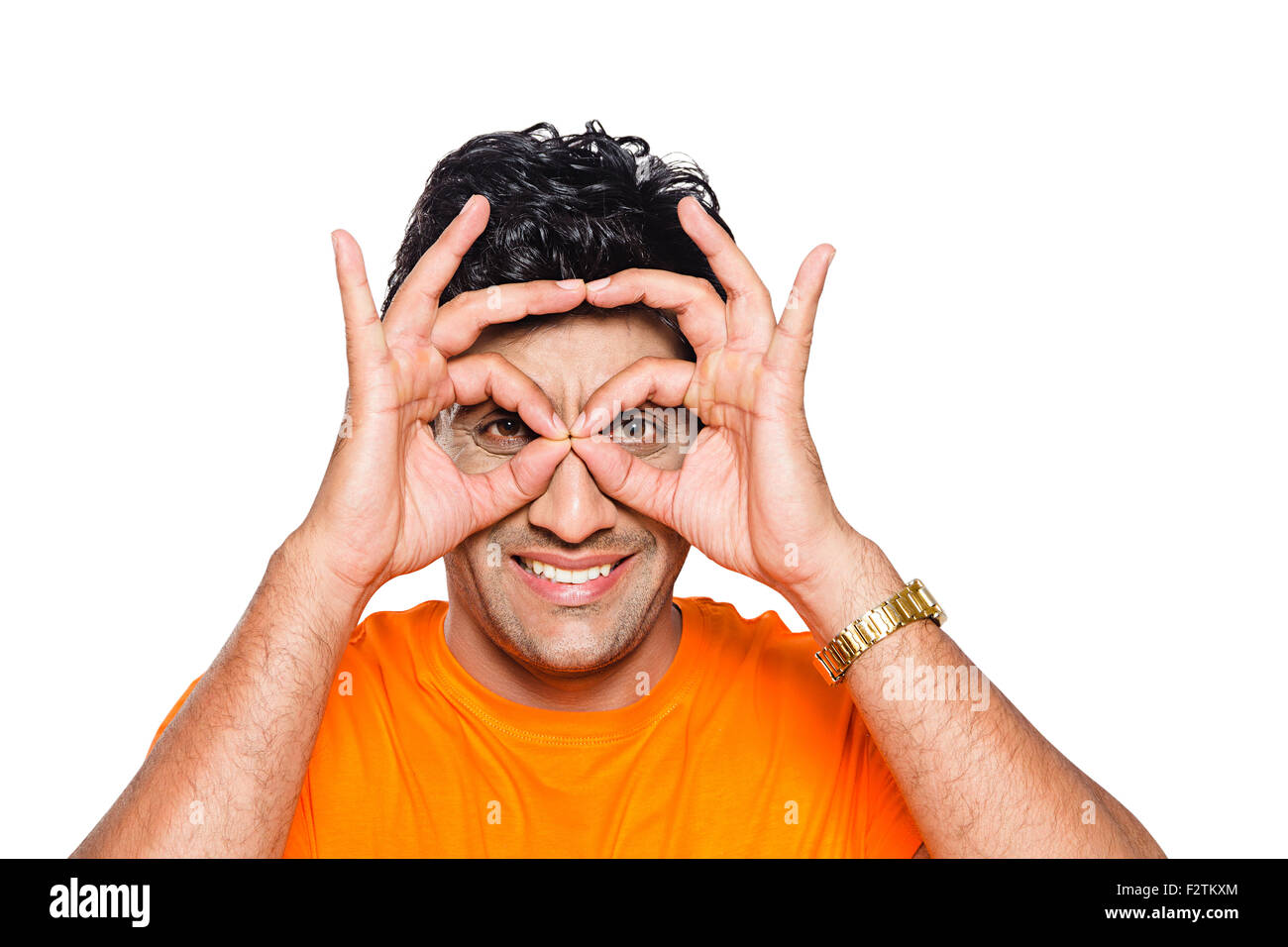 1 indian Adult man Finger Frame Mischief Stock Photo - Alamy