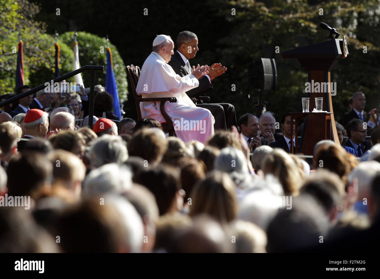 Washington, DC. 23rd Sep, 2015. (L-R) Pope Francis and U.S. President ...