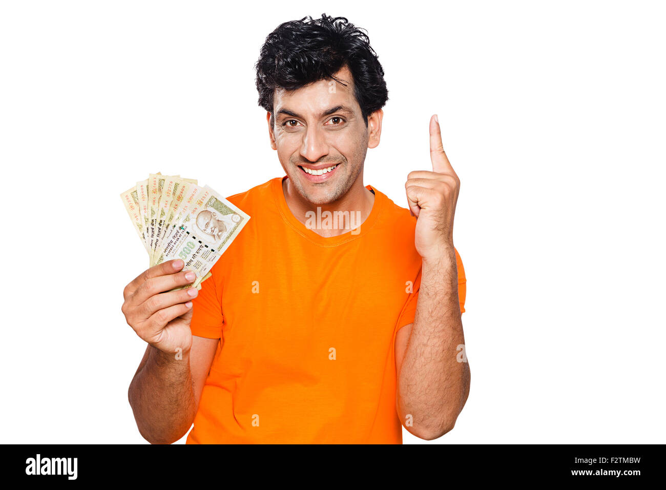 1 indian Adult man Showing money finger pointing Stock Photo - Alamy