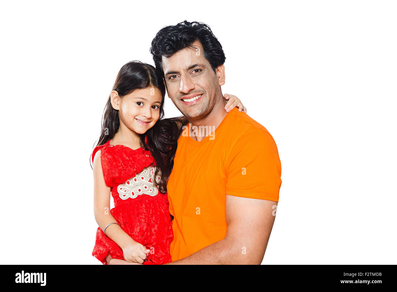 2 indian Father and Kids Daughter Caring Stock Photo - Alamy