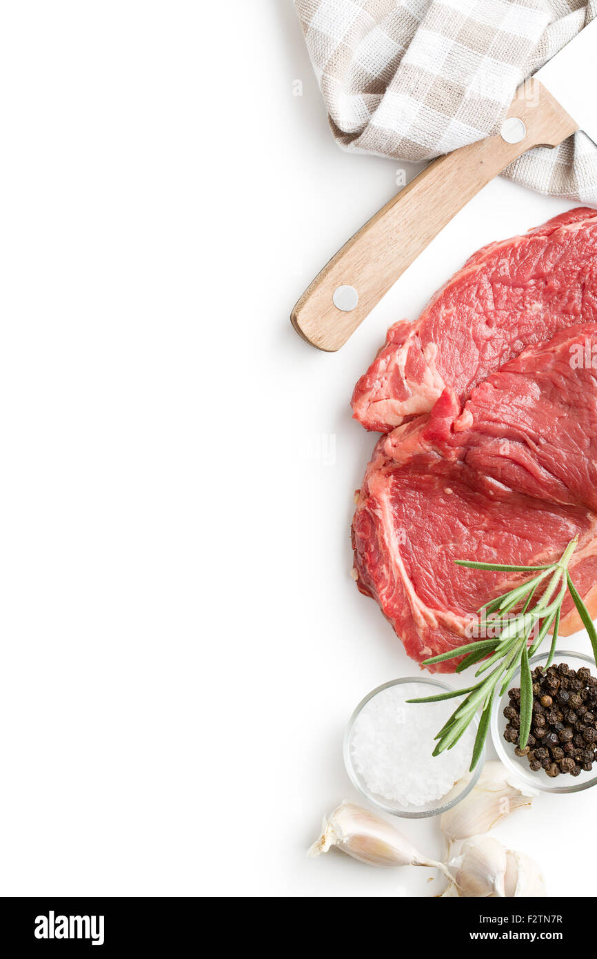 fresh raw beef on white background Stock Photo - Alamy