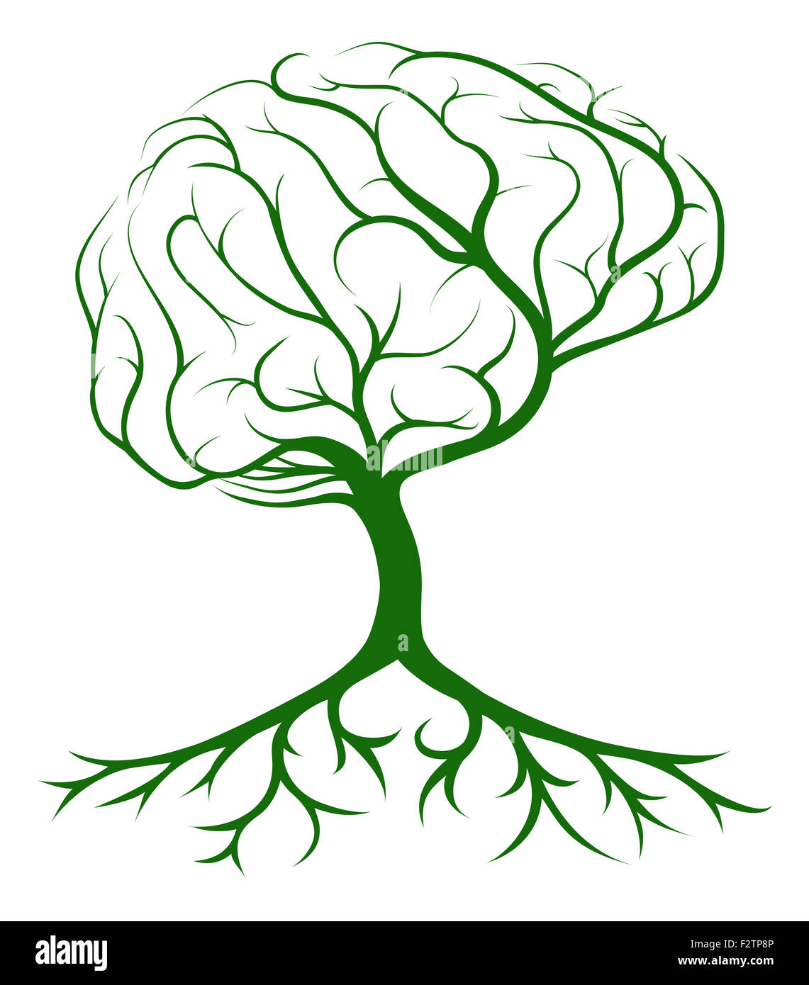 Brain tree concept of a tree growing in the shape of a human brain ...