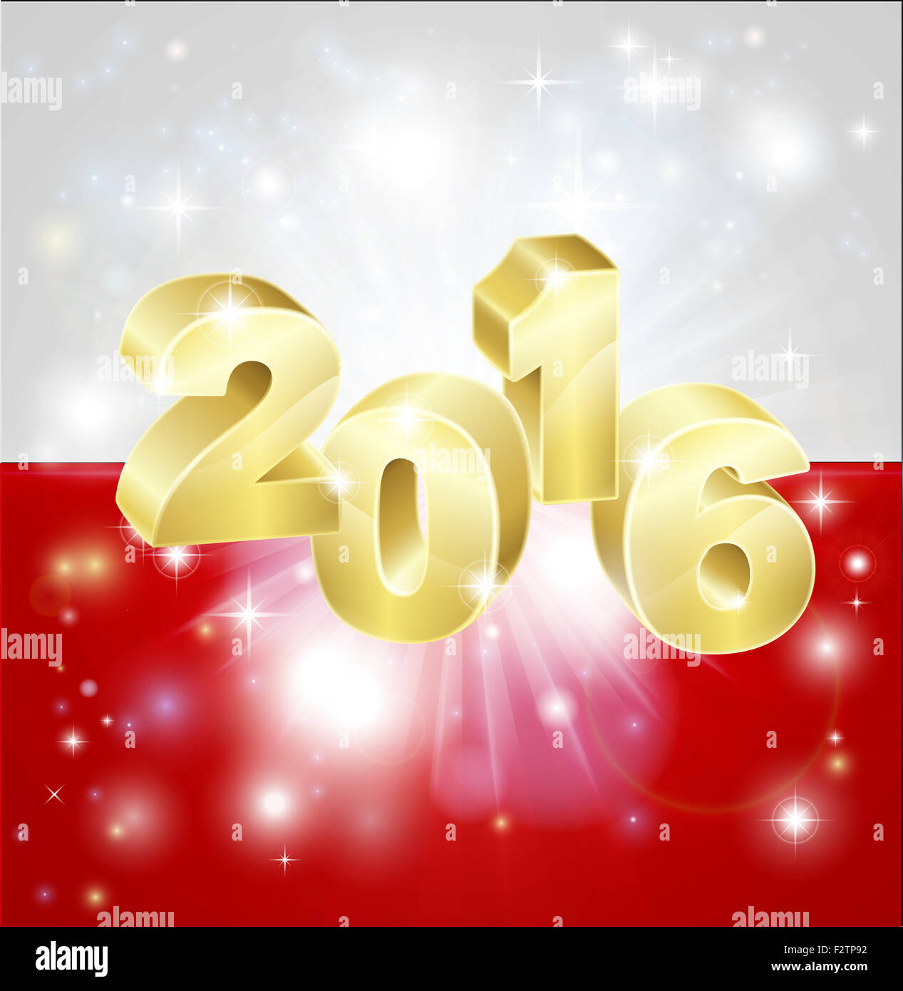 A Polish flag with 2016 coming out of it with fireworks. Concept for ...