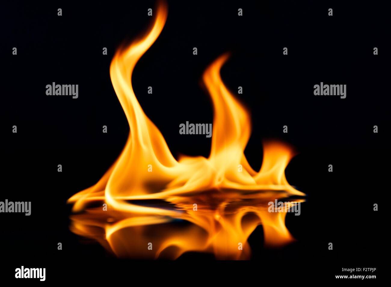 Beautiful stylish fire flames reflected in water Stock Photo - Alamy